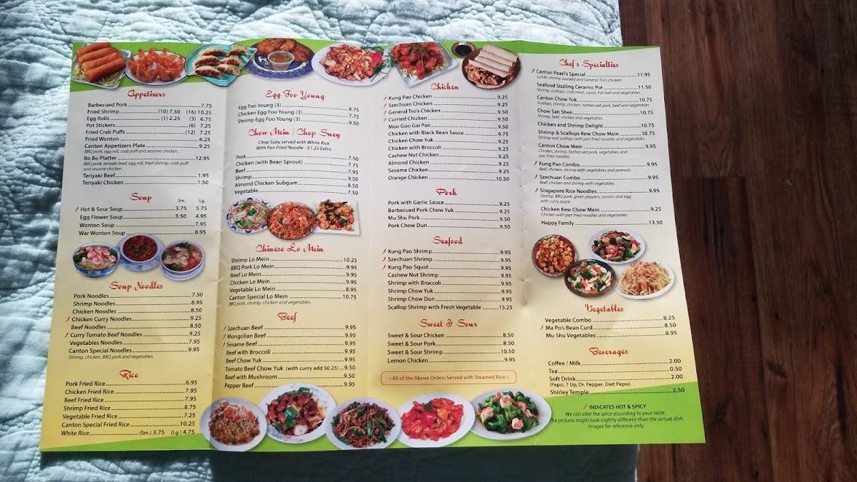 Menu at Canton Chinese Buffet restaurant, Vancouver