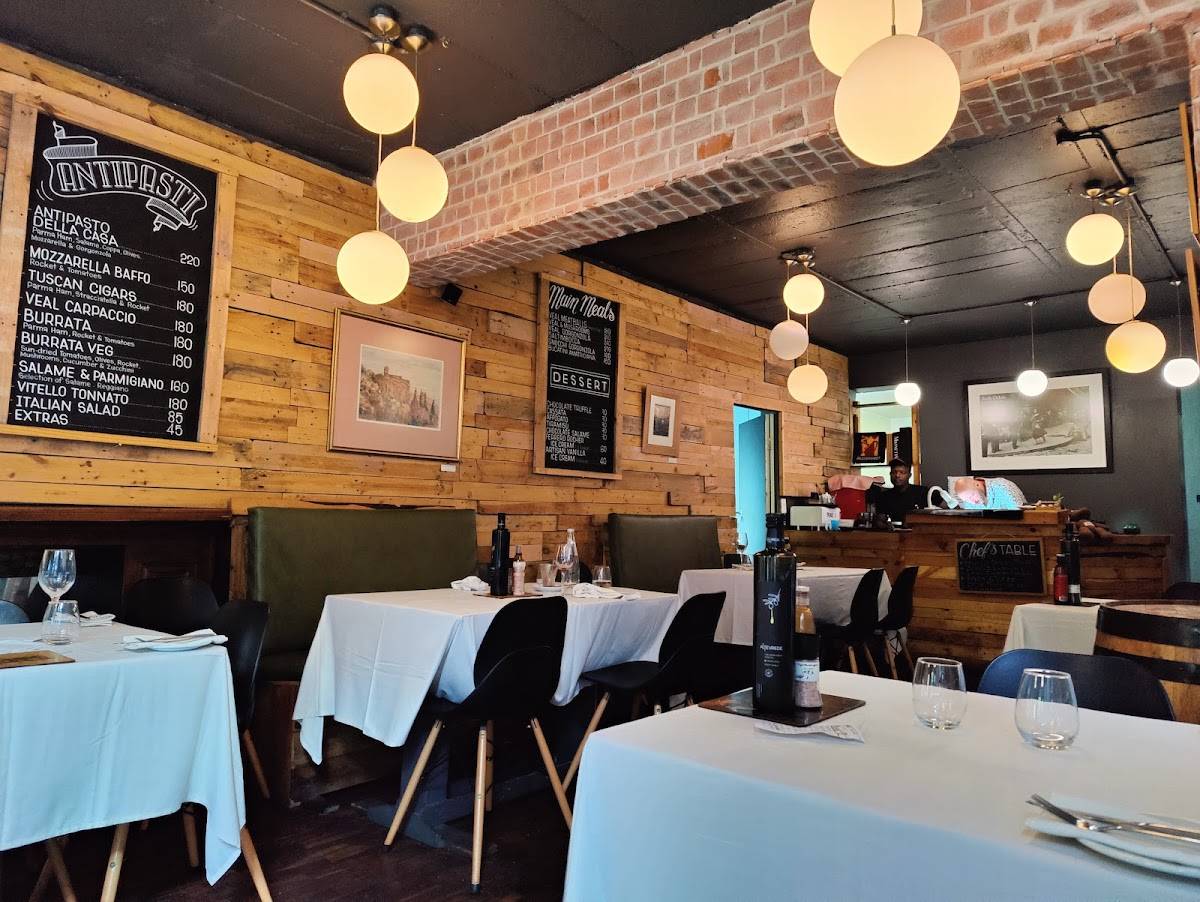 Menu at Osteria Tarantino restaurant, Cape Town