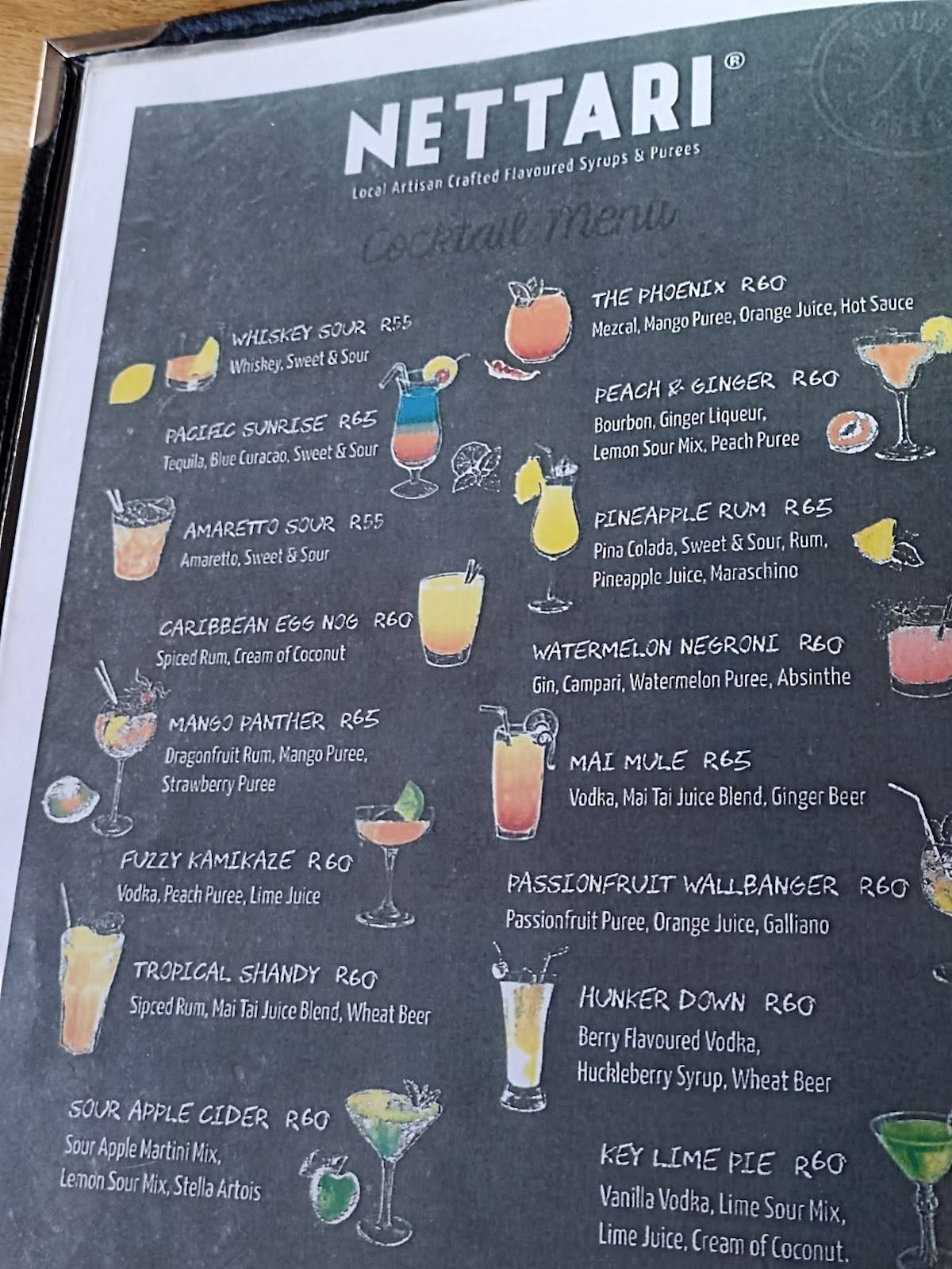 Menu at Thirsty Scarecrow pub & bar, Stellenbosch
