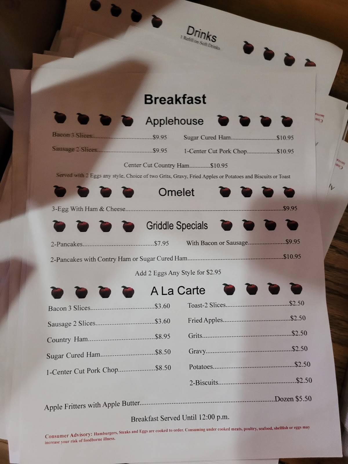 Menu at Carver's Orchard & Applehouse Restaurant, Cosby