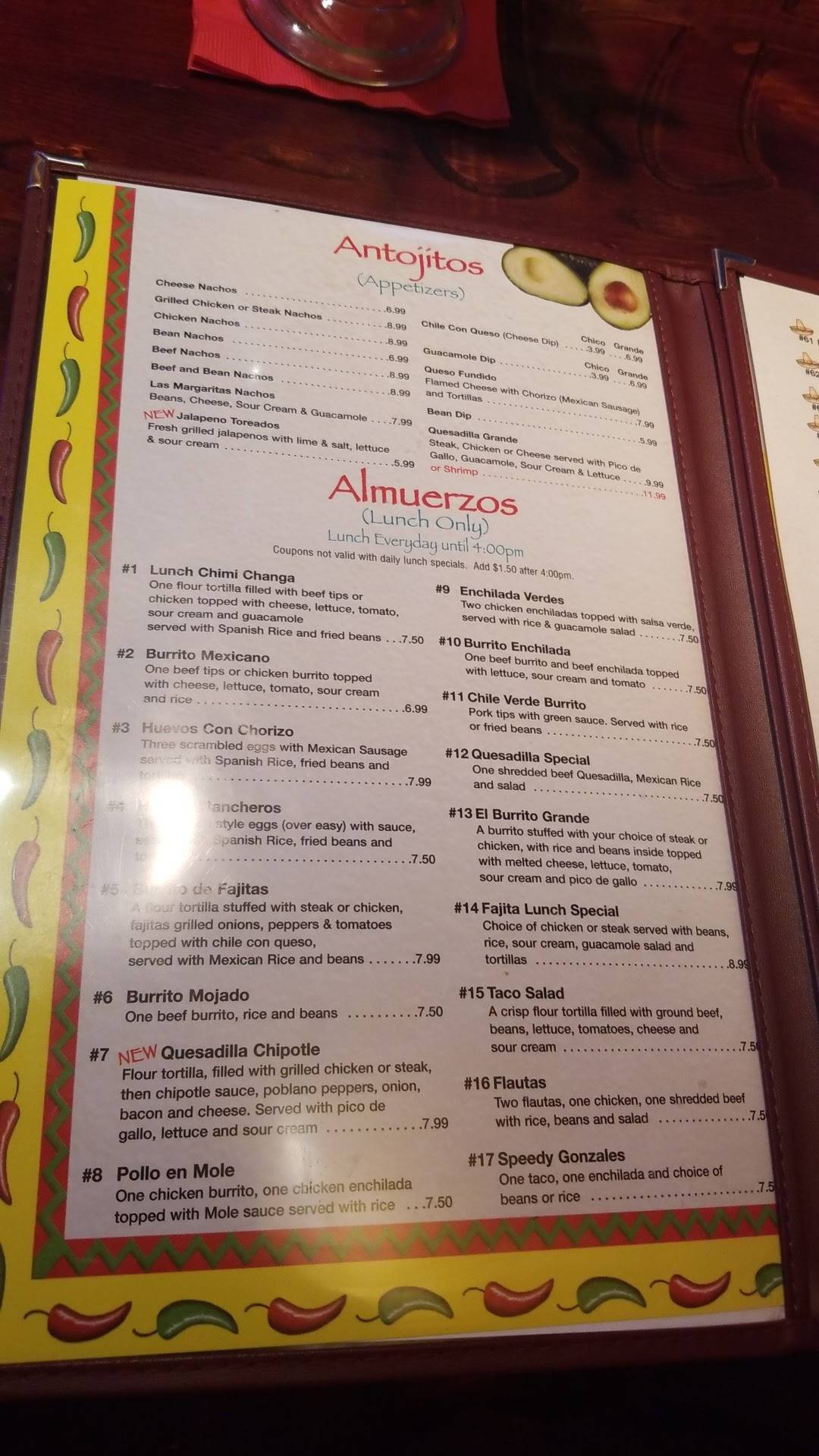 Menu at Casa Del Mar Mexican Restaurant, Norton, S Cleveland Massillon Rd