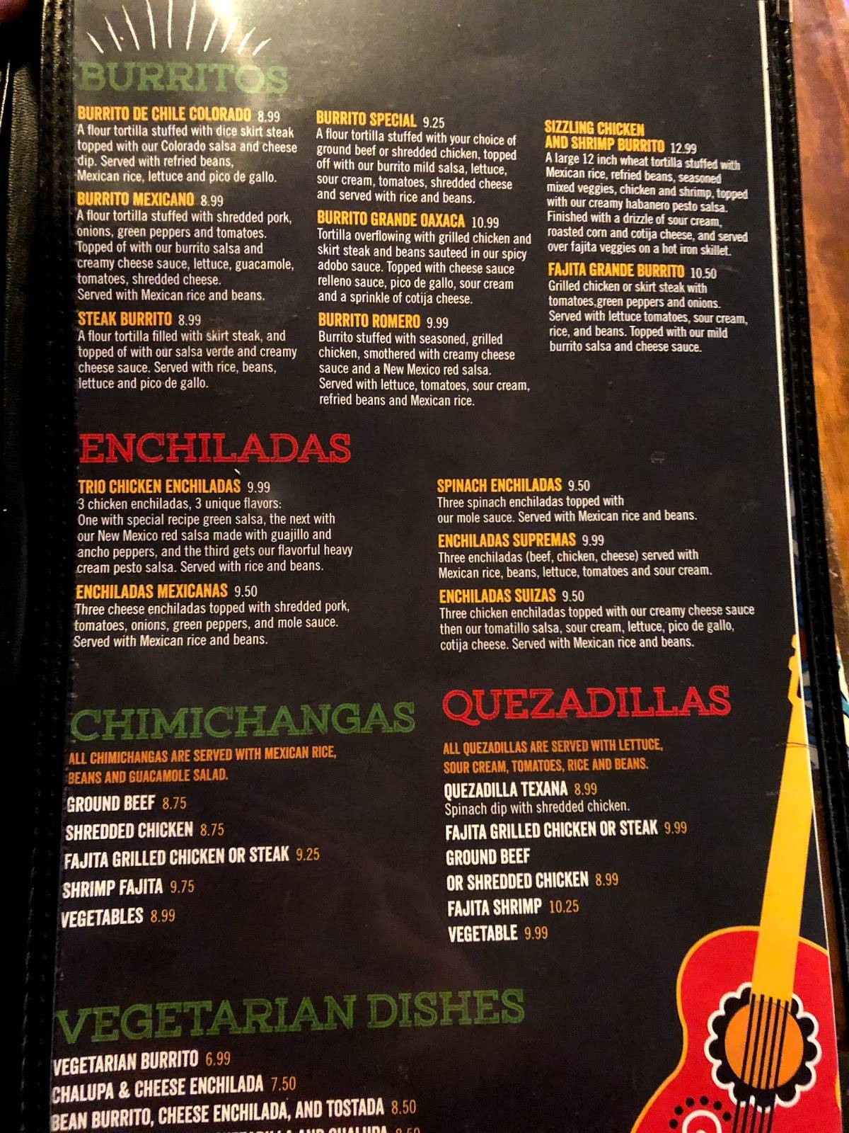 Menu at Casa Romero Mexican Restaurant, Waterloo
