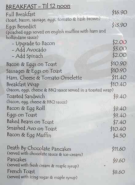Menu at Casual Coffee cafe, West Ipswich