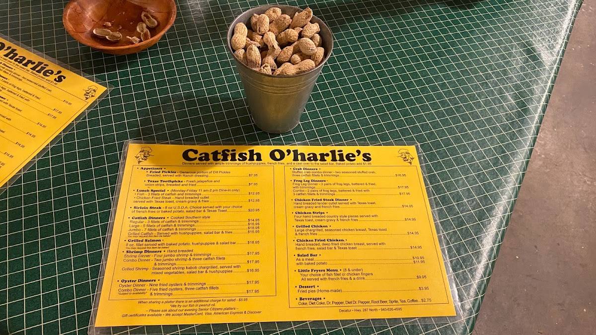 Menu at Catfish O'Harlies restaurant, Decatur