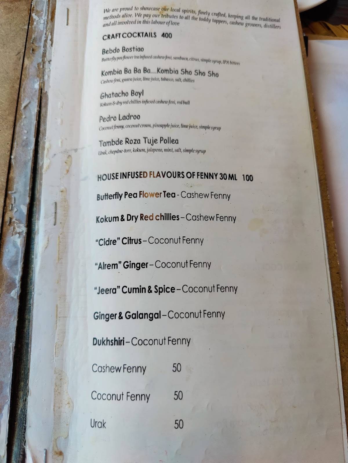 Menu at Cavatina by Avinash Martins, Benaulim, Taj Hotel Road