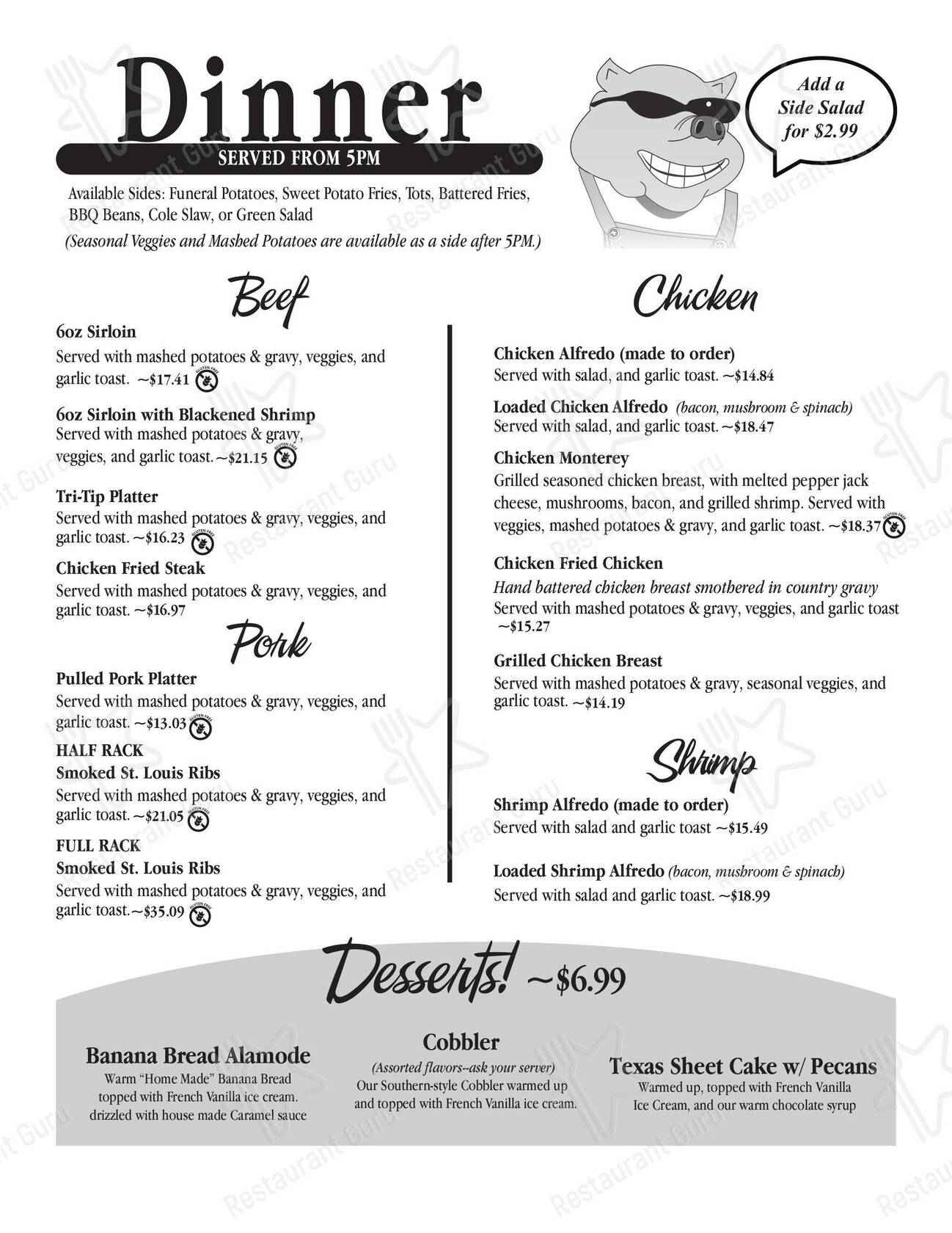 Menu at Pork Belly's Eatery & Catering Co. BBQ, Cedar City