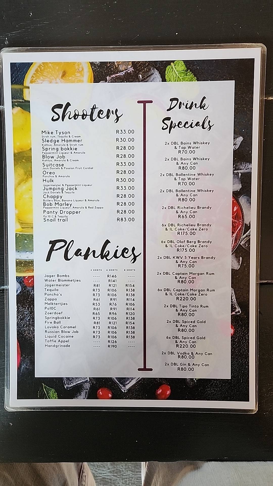 Menu at Pepper Chair Restaurant, Centurion
