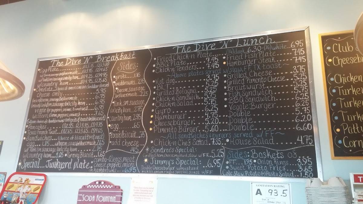 Menu at Dive N restaurant, Pineville