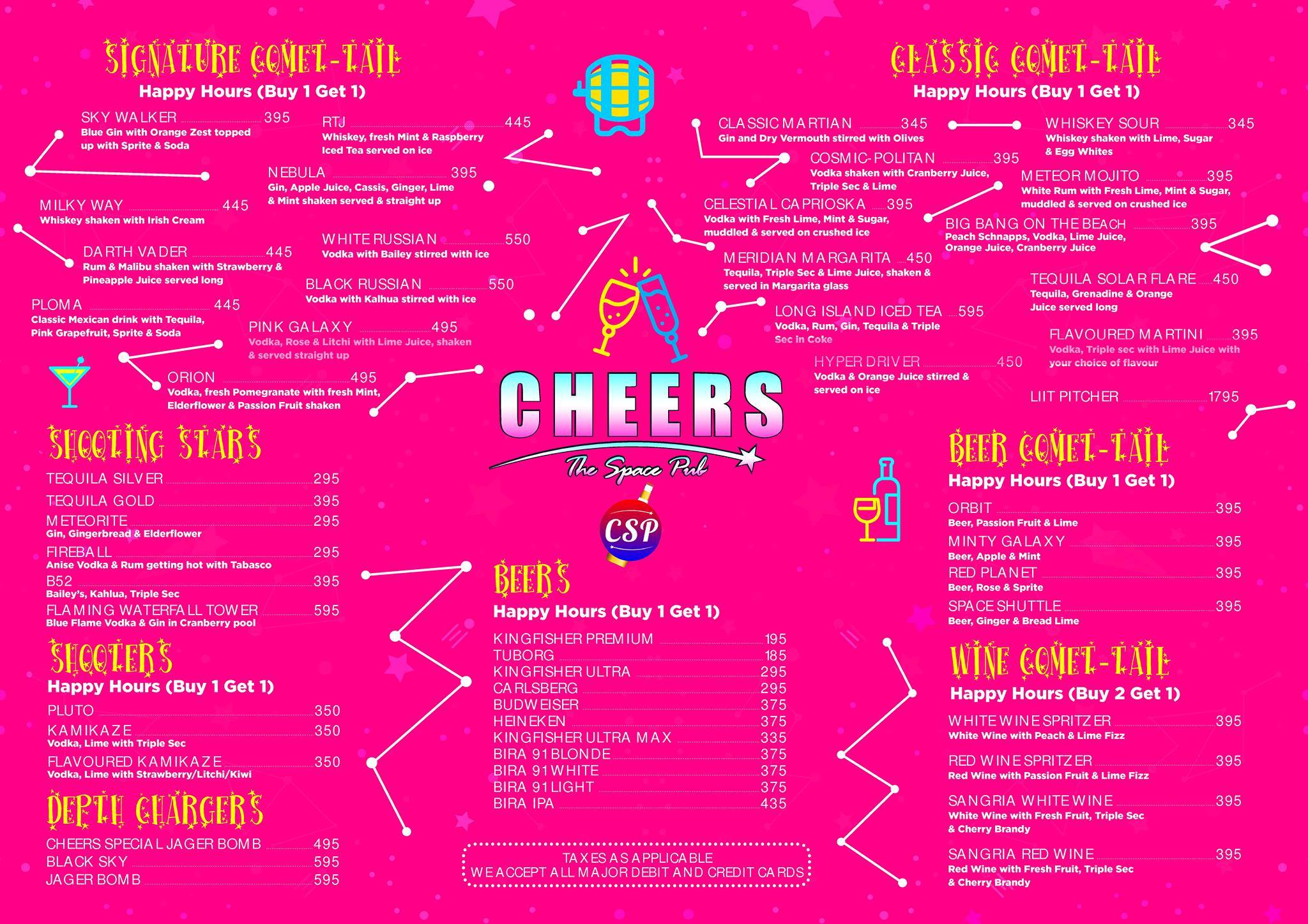 Menu at Cheers The space Pub, Pune