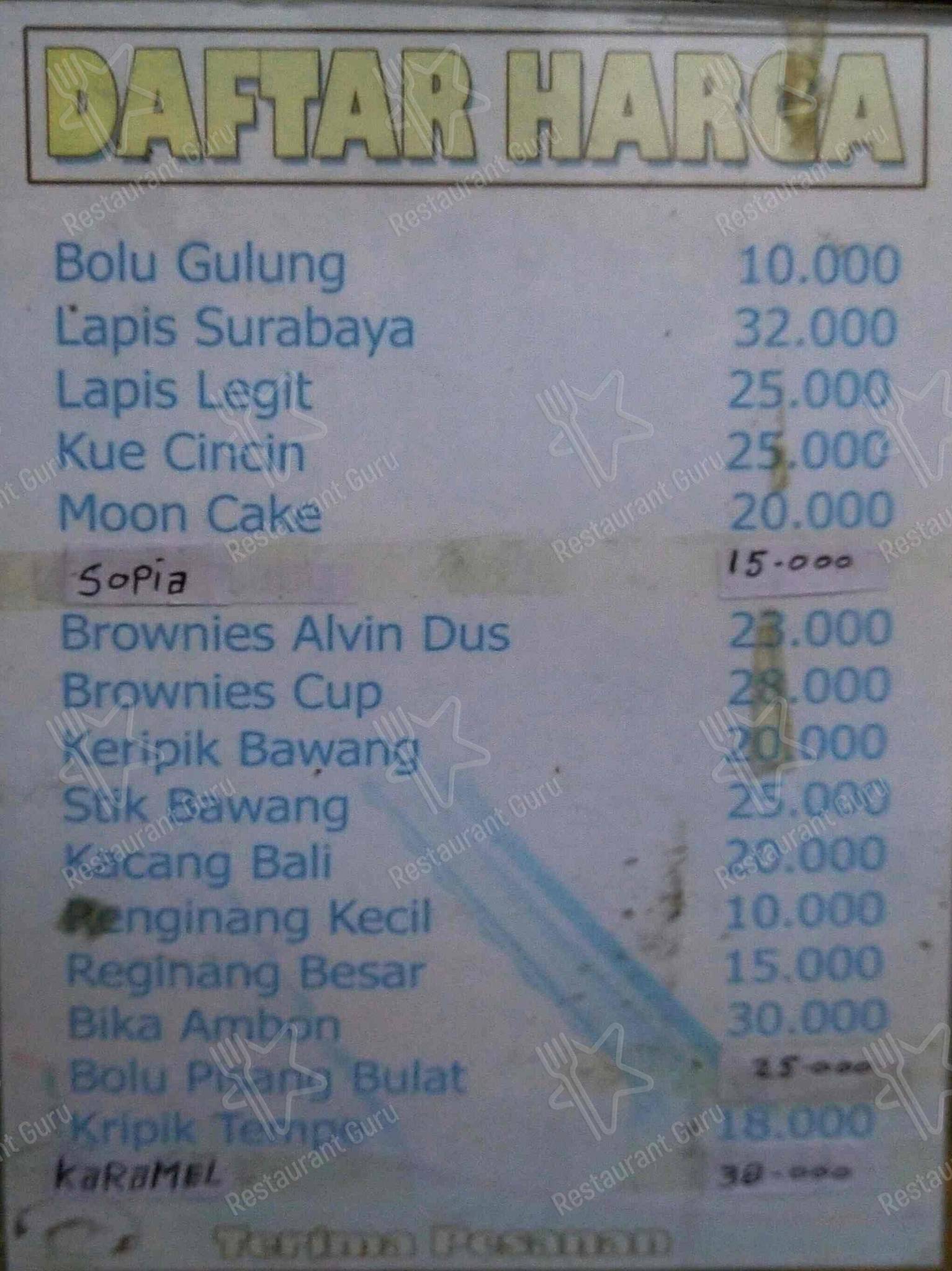 Menu at Bolu Gulung Dan Lapis Surabaya Cheryl Bolu, Depok, JV7Q+GV2