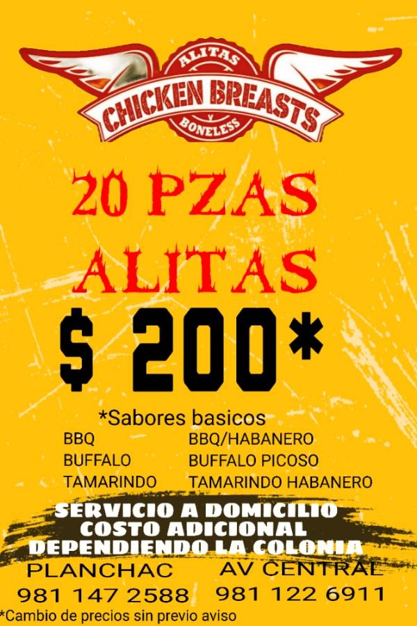 Menu at Chicken Breasts Alitas & Boneless restaurant, Campeche