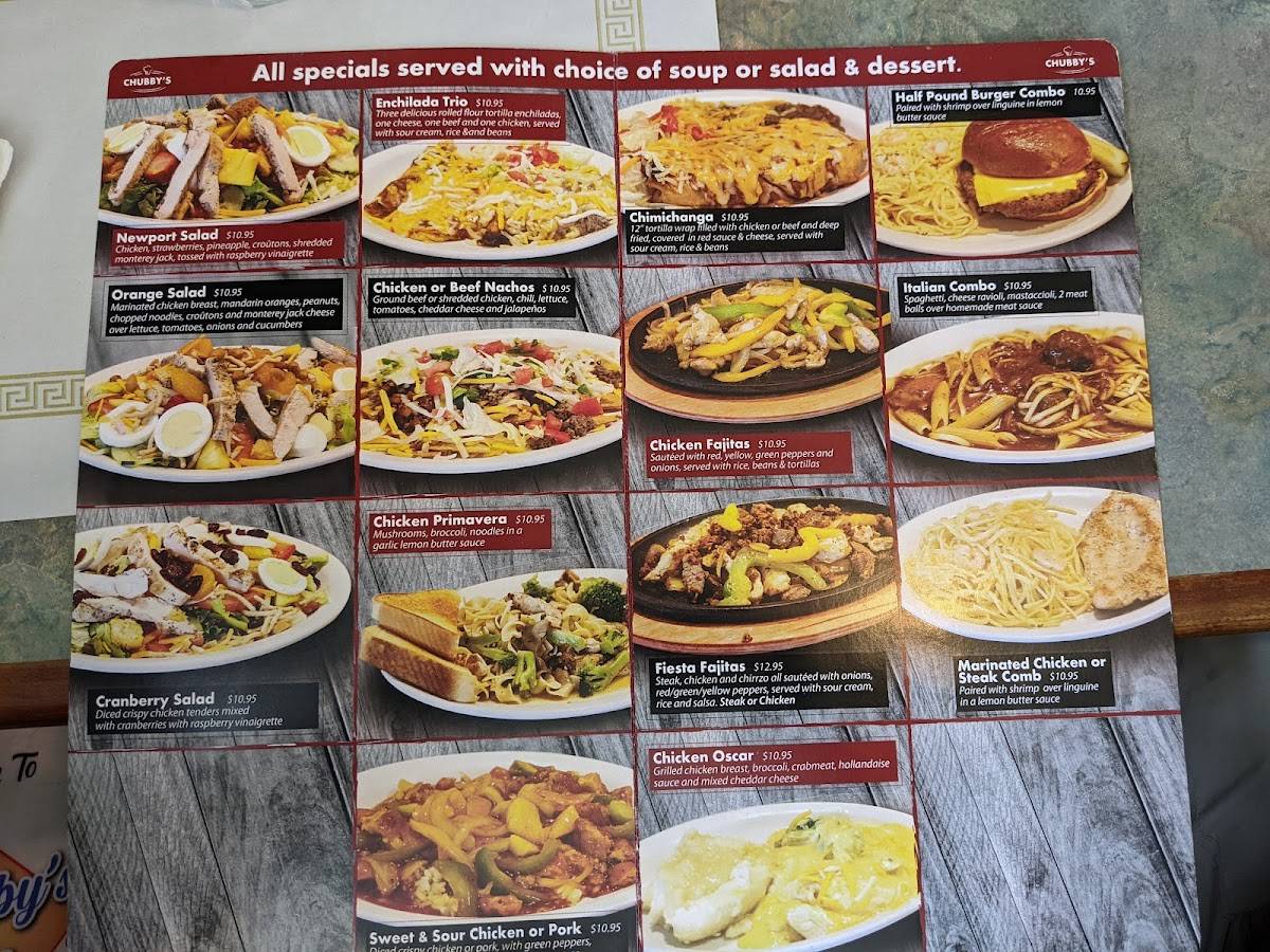 Menu at Chubby's Cafe, Big Bend