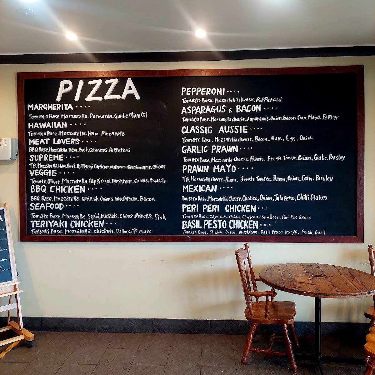 Menu at Classic Crust pizzeria, Coffs Harbour