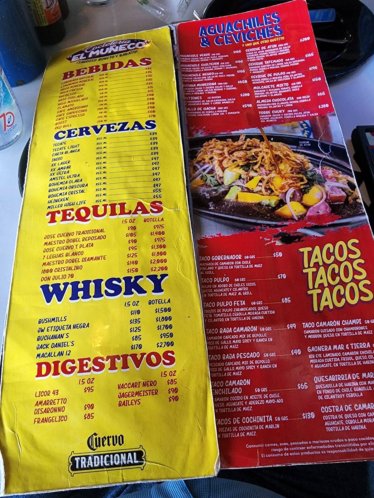 Carta del restaurante El Muñeco Plaza Real, Monterrey