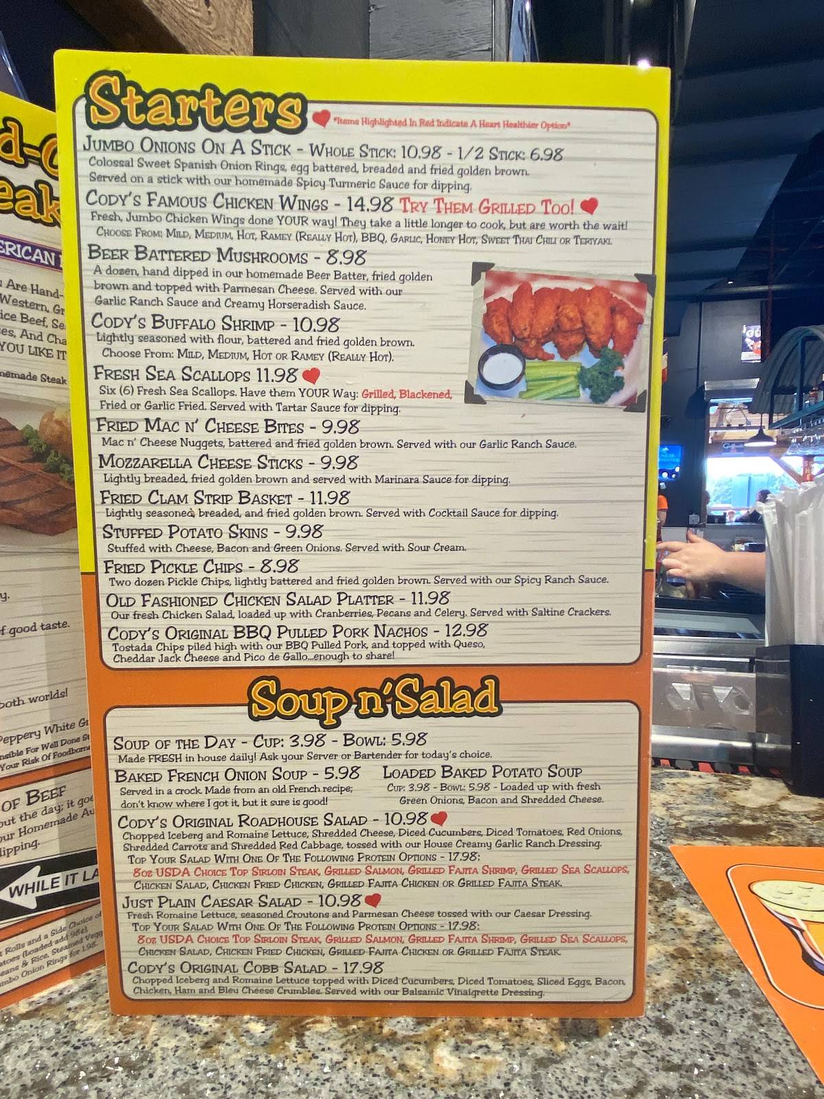 Menu at Cody's Original Roadhouse - Ocala, FL restaurant, Ocala, SW ...