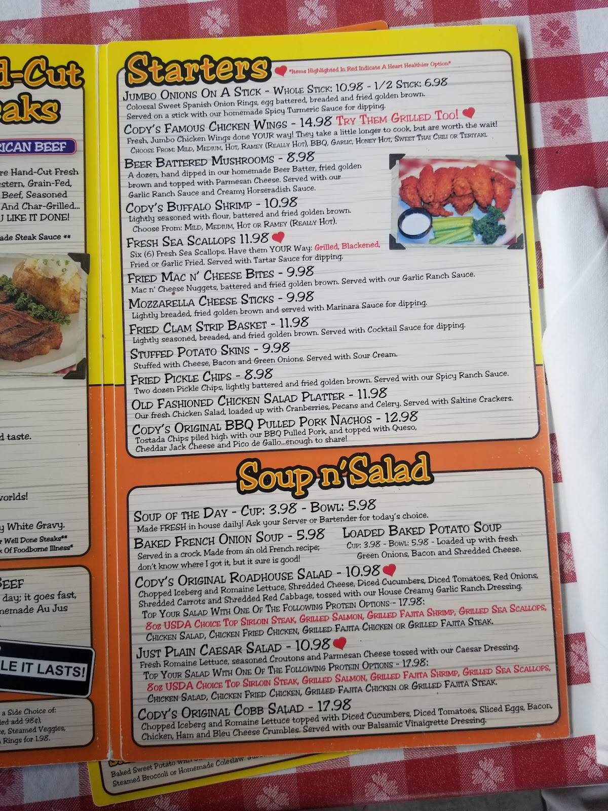Menu at Cody's Original Roadhouse - Ocala, FL restaurant, Ocala, SW ...