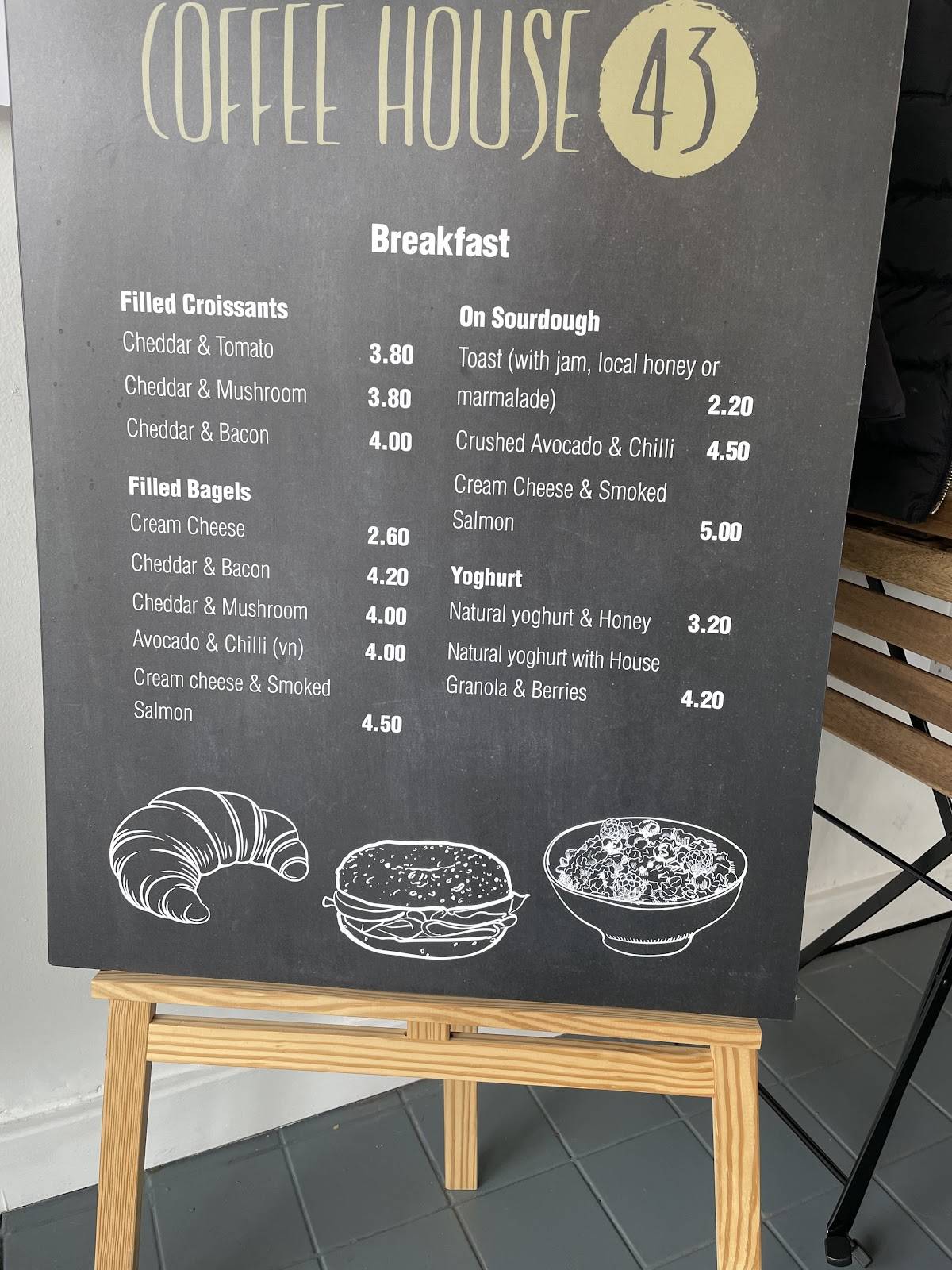 Menu at Coffee House 43, Gloucester