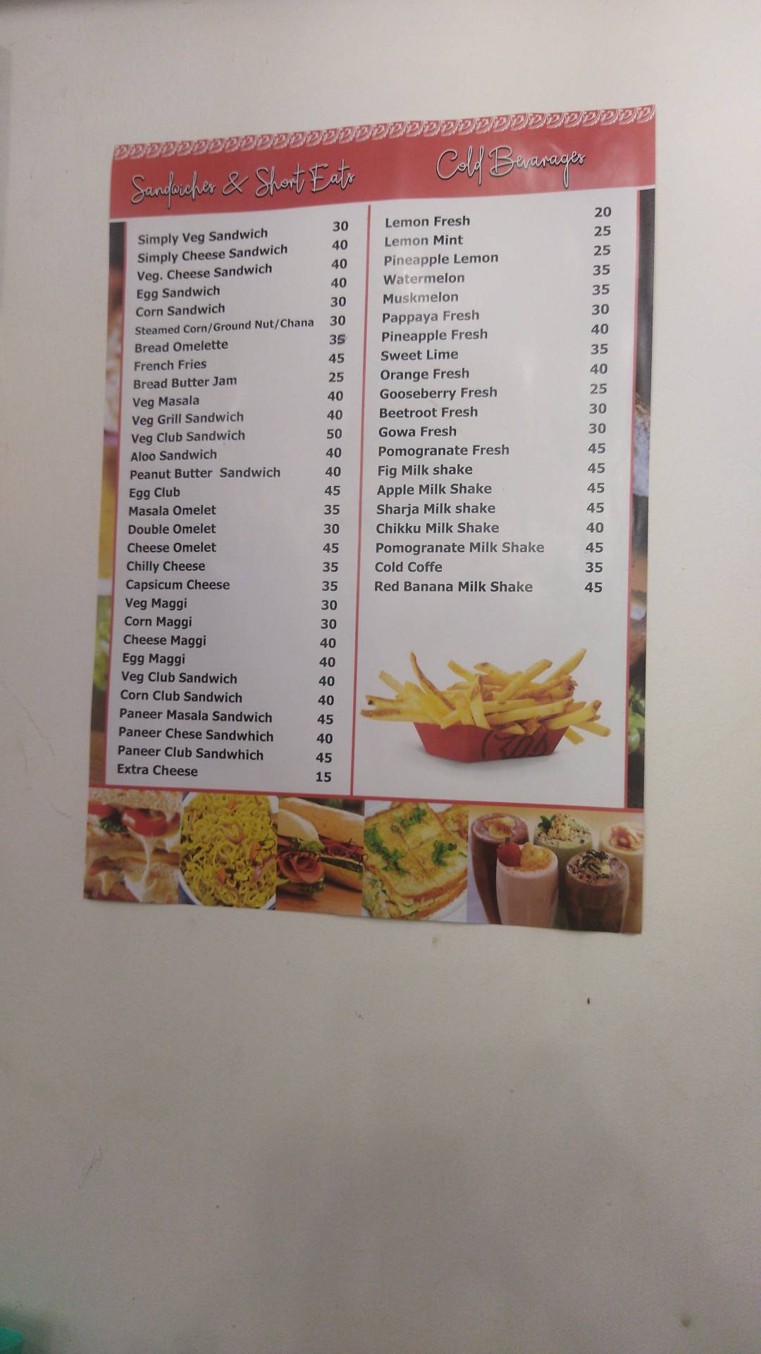 Menu at Coffee & Tea Joint, Chennai