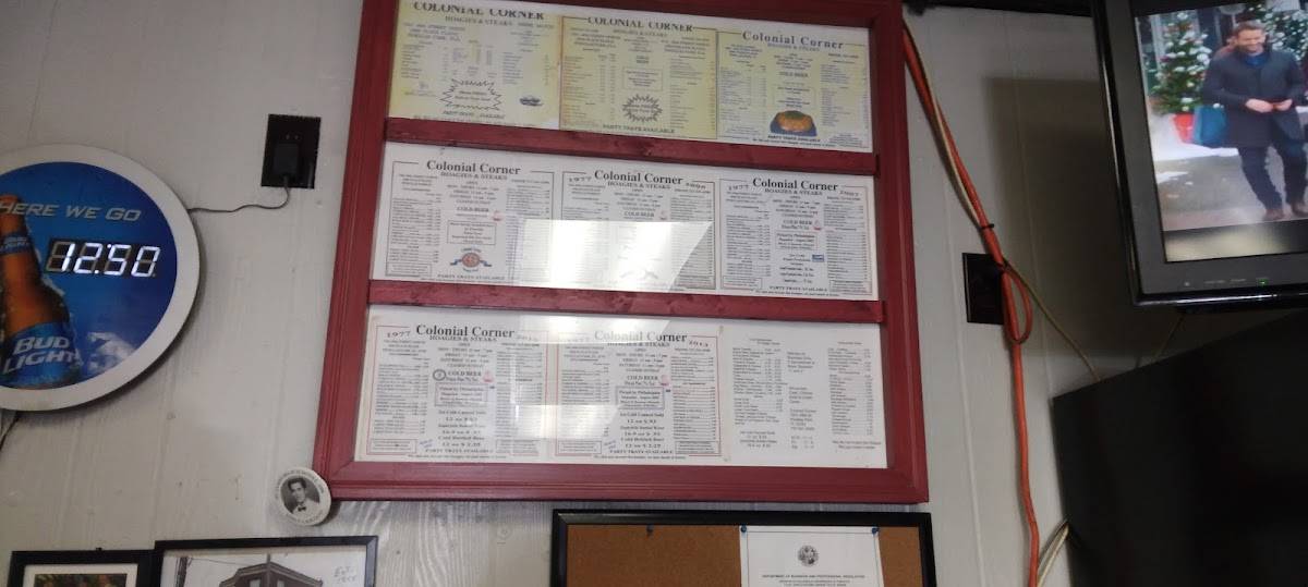 Menu at Colonial Corner Hoagie Shop restaurant, Pinellas Park