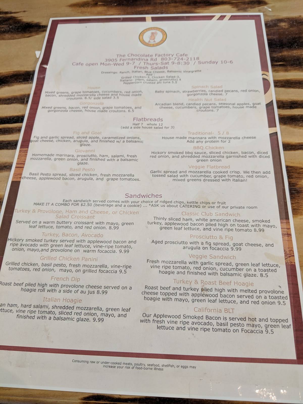 Menu at The Peanut Man cafe, Columbia, Fernandina Rd