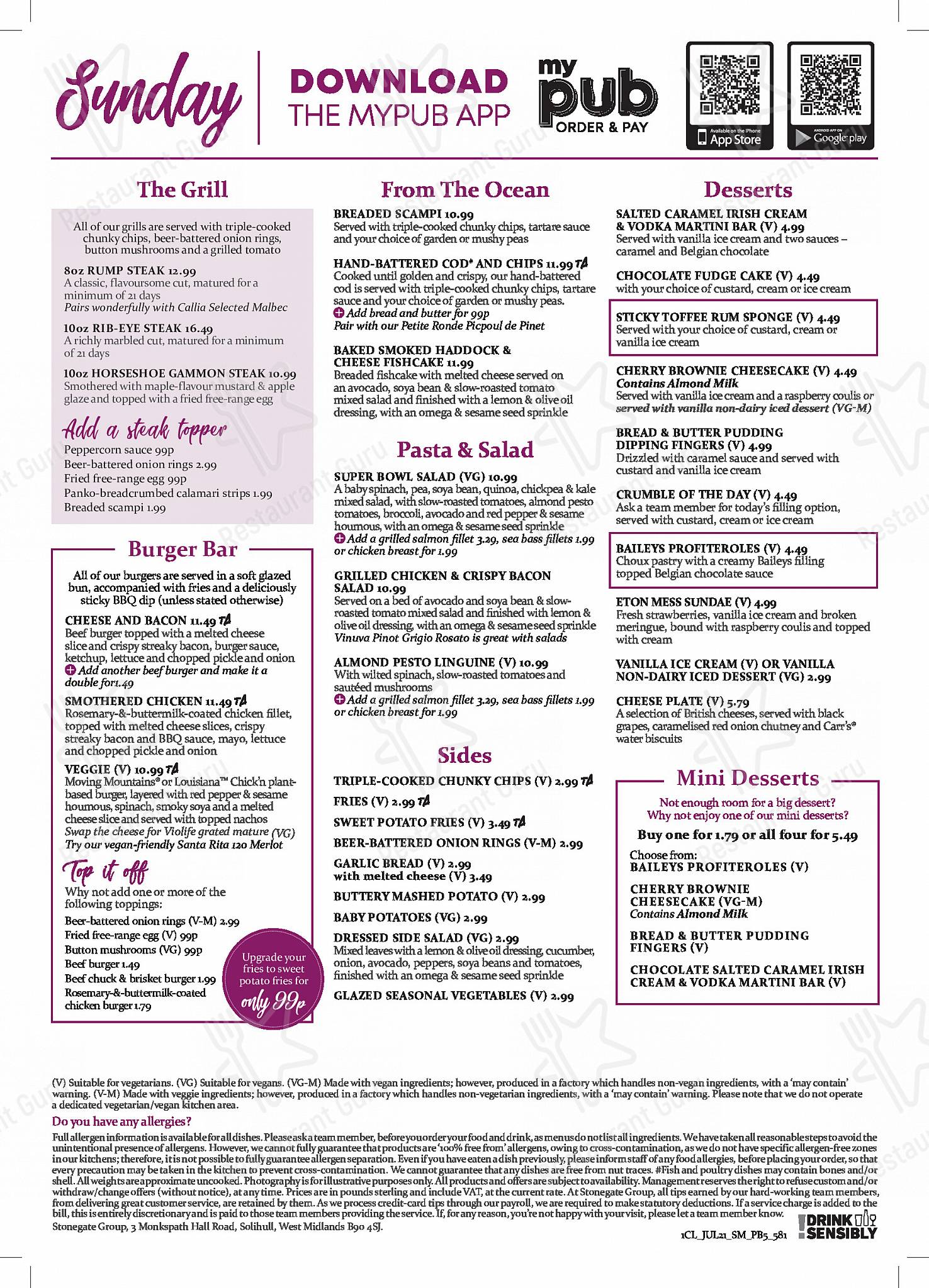 Menu at Command House pub & bar, Chatham