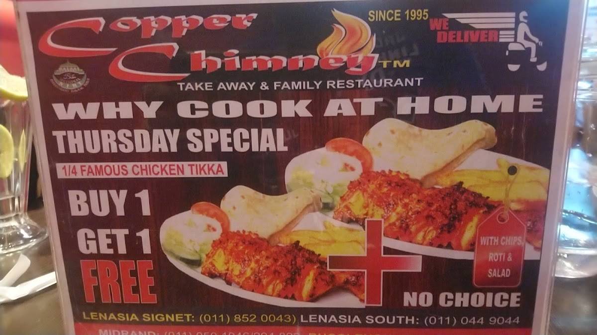 Menu at Copper Chimney restaurant, Lenasia, Signet Terrace