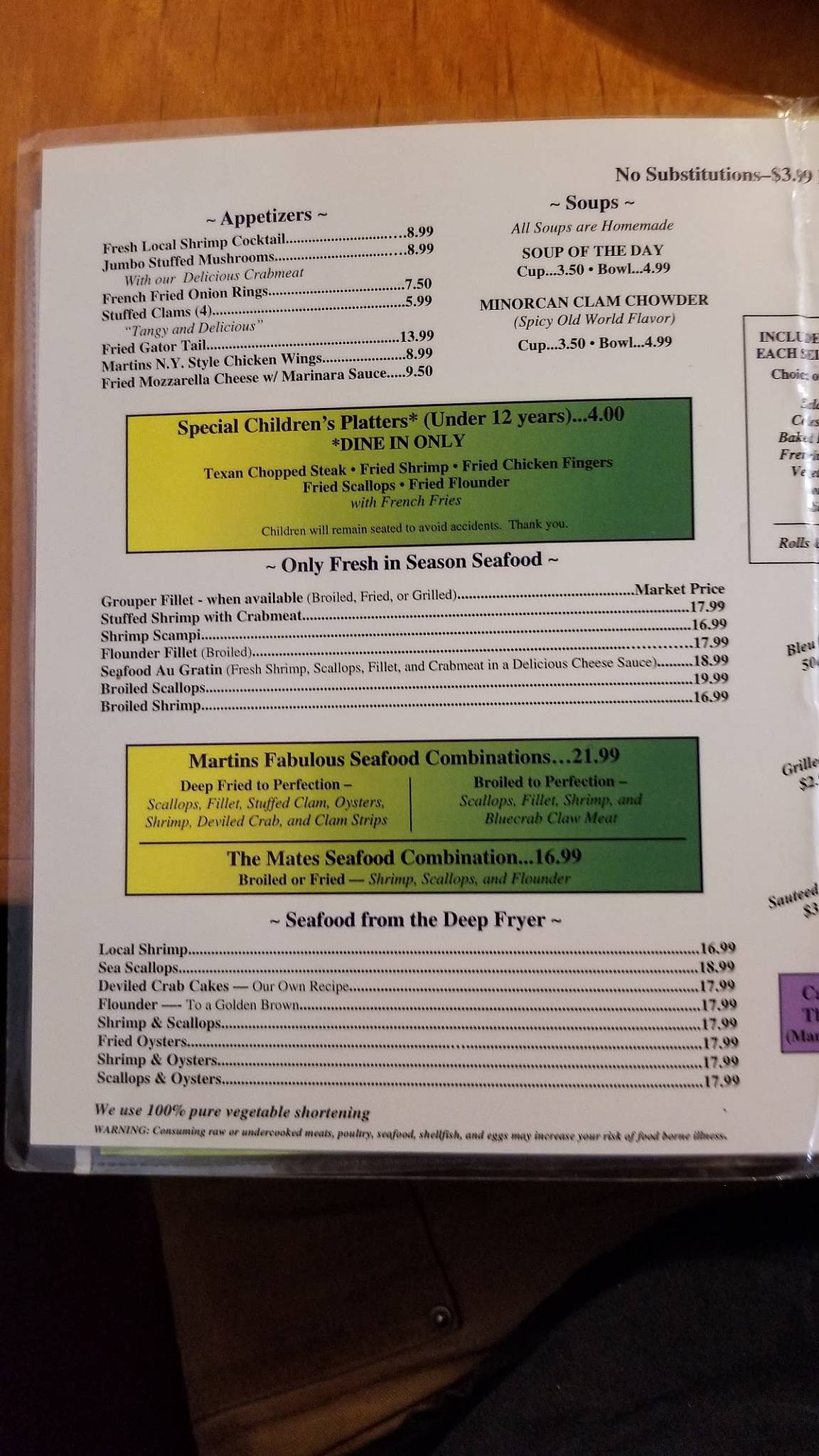 Menu at Crave's Coastal Kitchen & Cocktails pub & bar, Flagler Beach