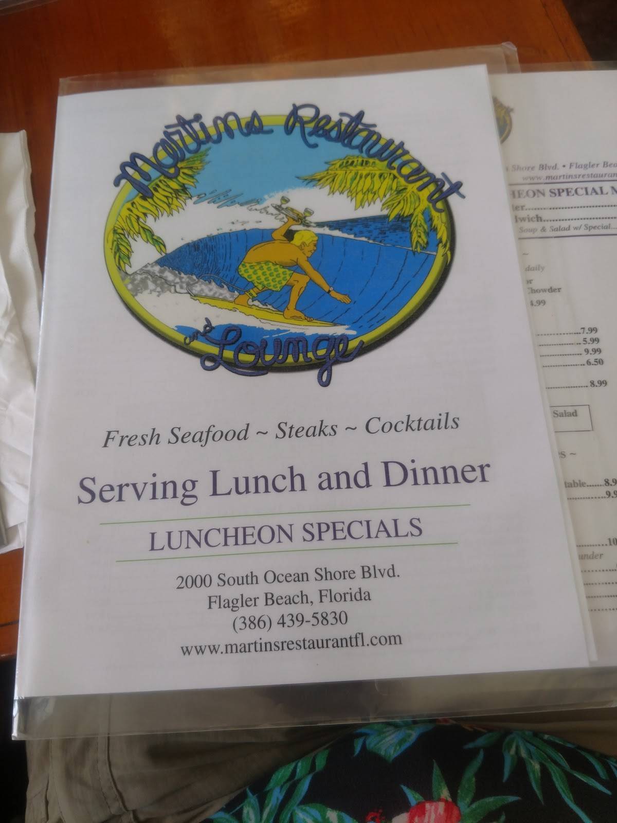 Menu at Crave's Coastal Kitchen & Cocktails pub & bar, Flagler Beach
