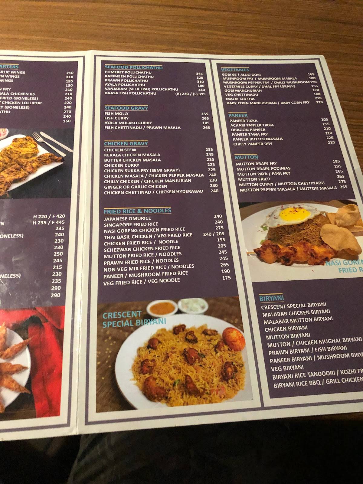 Menu at Crescent Restaurant, Taramani, Chennai