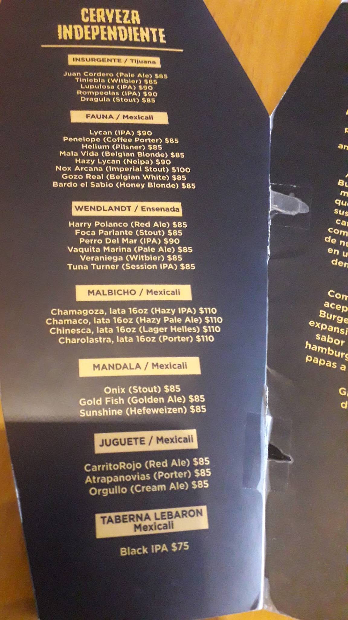 Carta del restaurante Cripta Burger, Mexicali, Avenida Miguel Negrete y ...