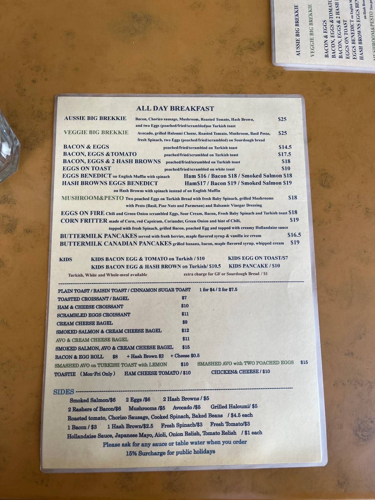 Menu at Crusoe Cafe, Cleveland