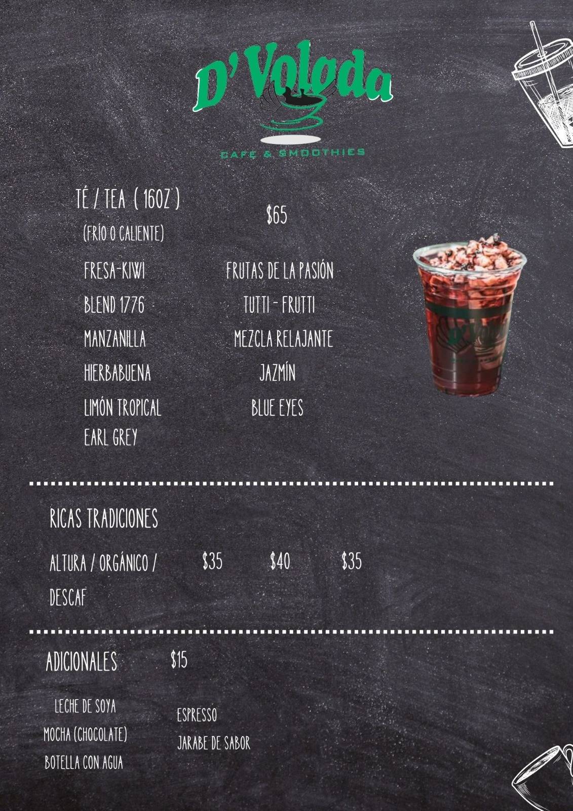 Carta del café D'Volada, Tecate