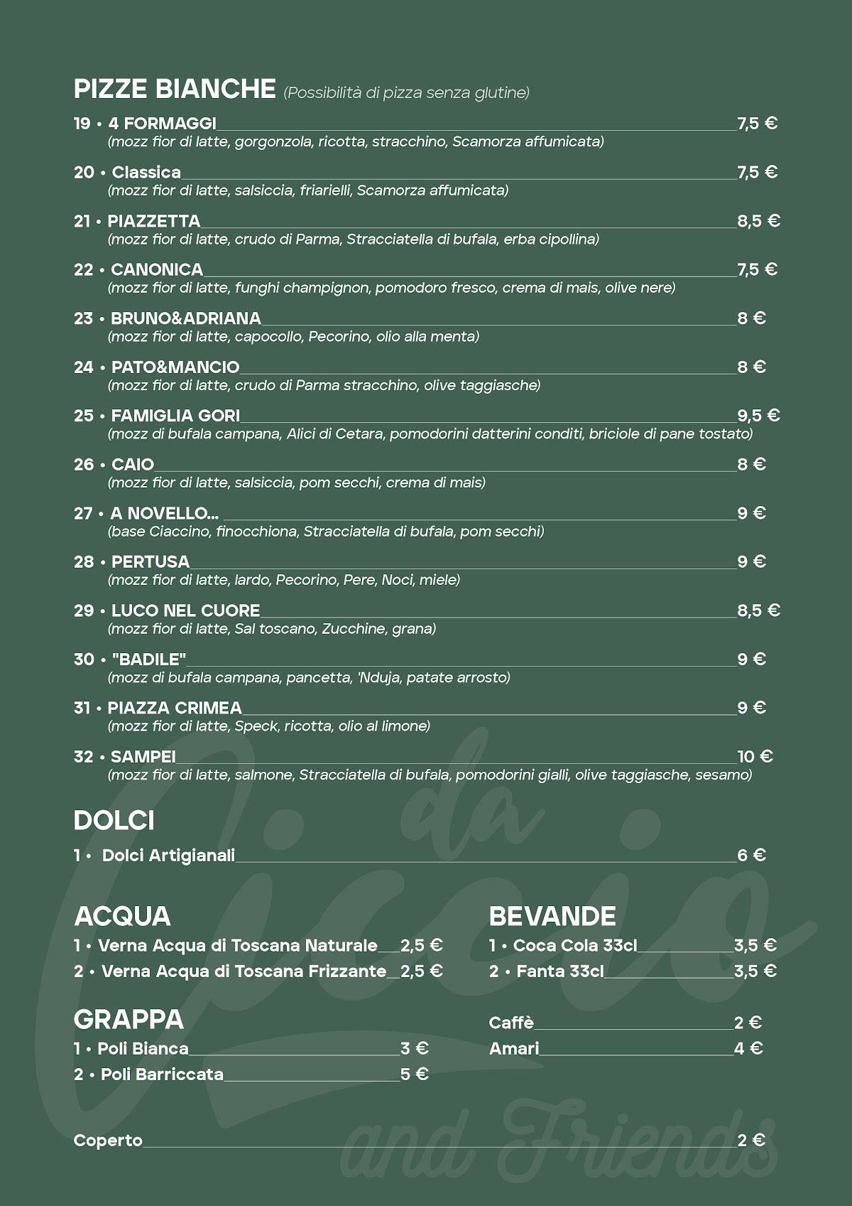 Menu au Da Ciccio and Friends restaurant, Poggibonsi