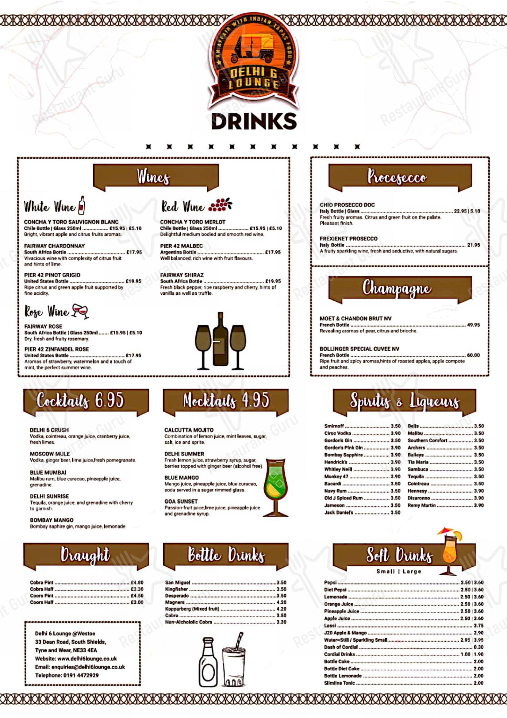 Menu at Delhi 6 Lounge restaurant, South Shields
