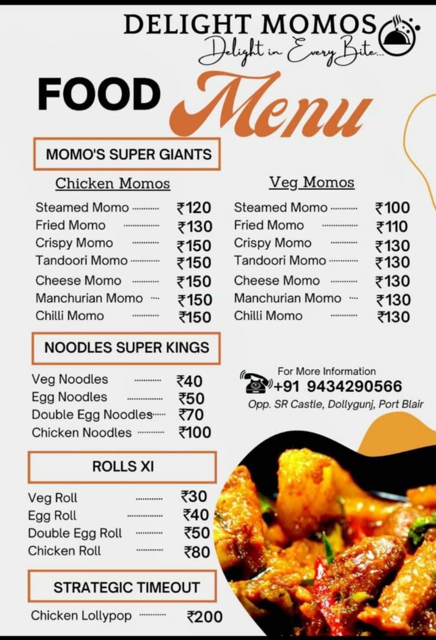 Menu at Delight Momos, Port Blair