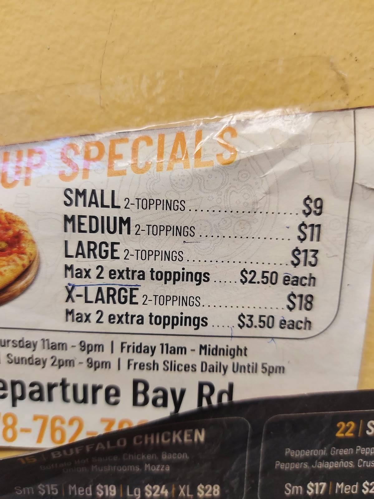 Menu at Departure Bay Pizza pizzeria, Nanaimo