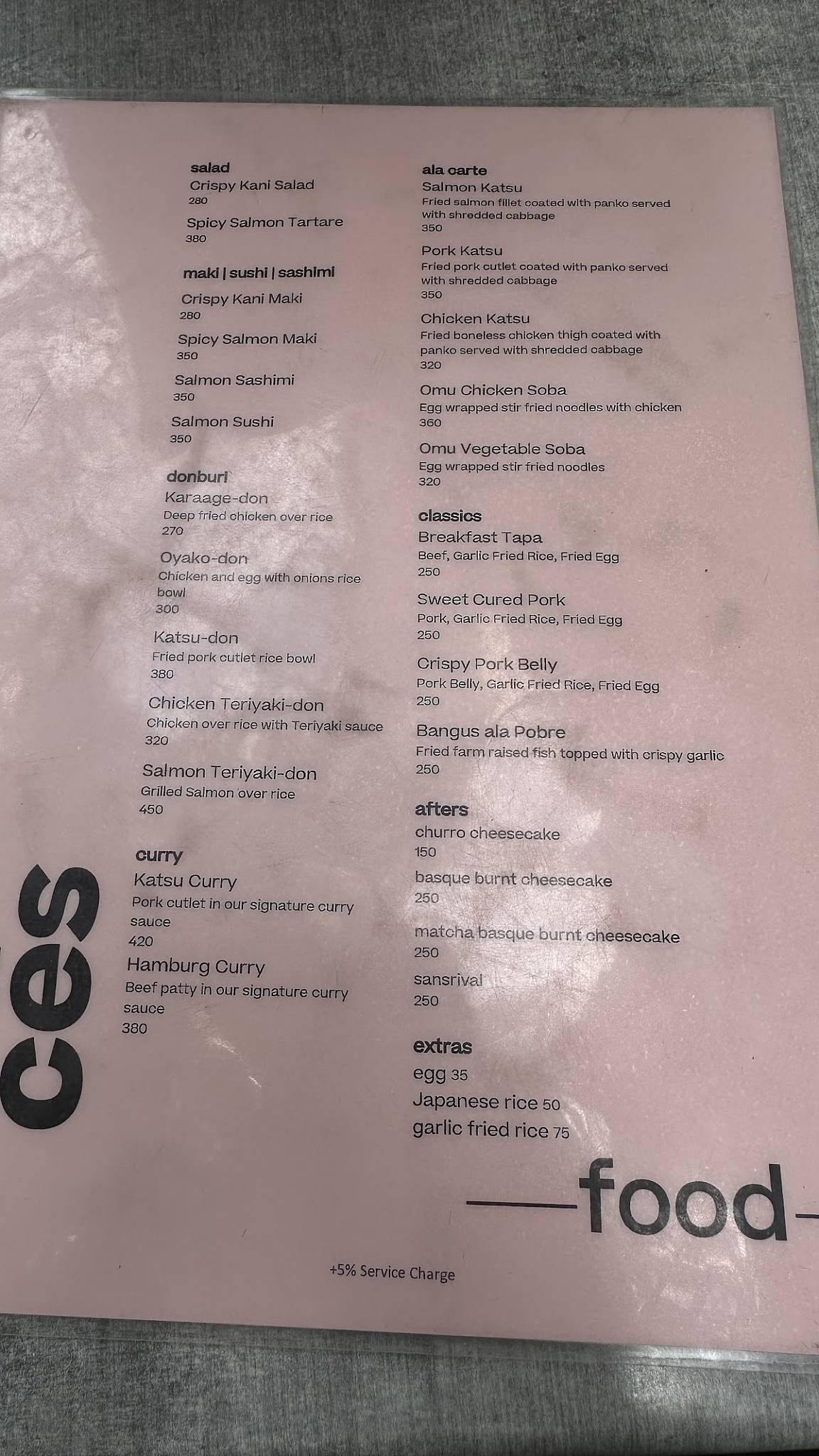 Menu at Deuces Coffee cafe, Makati