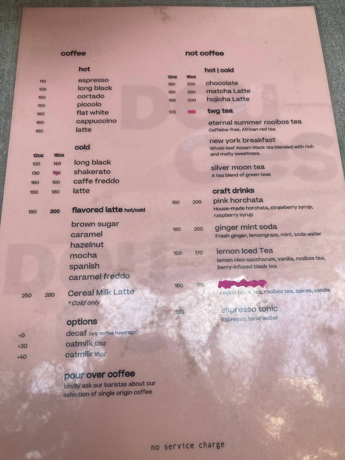 Menu at Deuces Coffee cafe, Makati