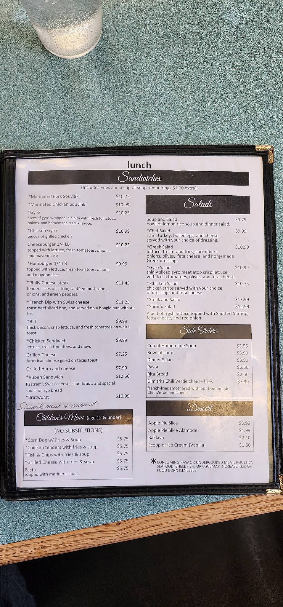 Menu at Dimitri's Café cafe, Tooele