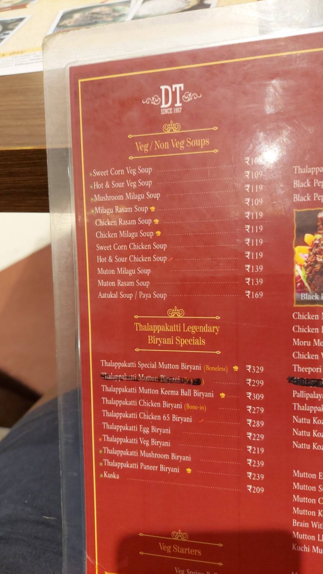 Menu at Dindigul Thalappakatti Restaurant, Cuddalore