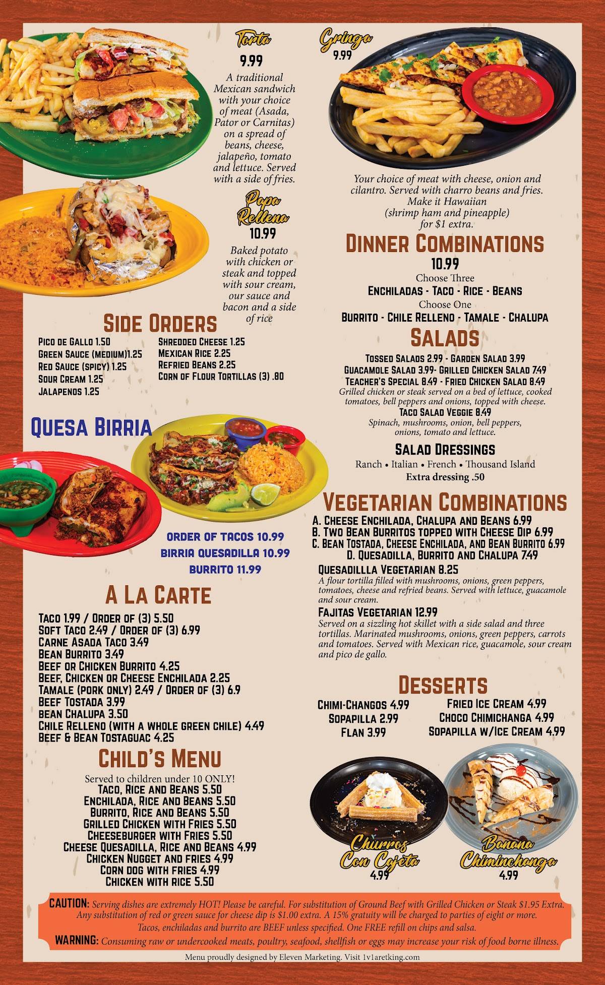 Menu at Don Bigotes Mexican Restaurant, Piedmont