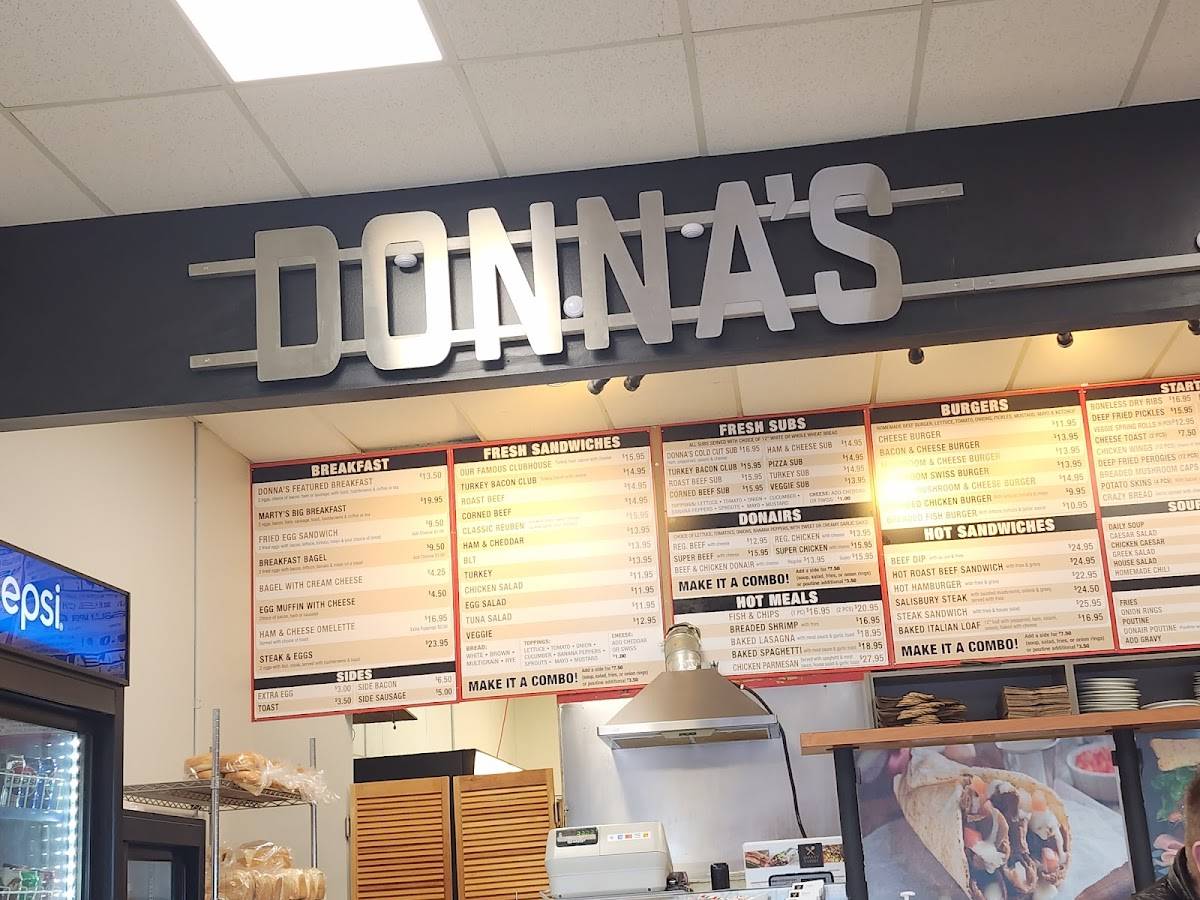 Menu at Donna's Eatery restaurant, Edmonton, 115 Ave NW