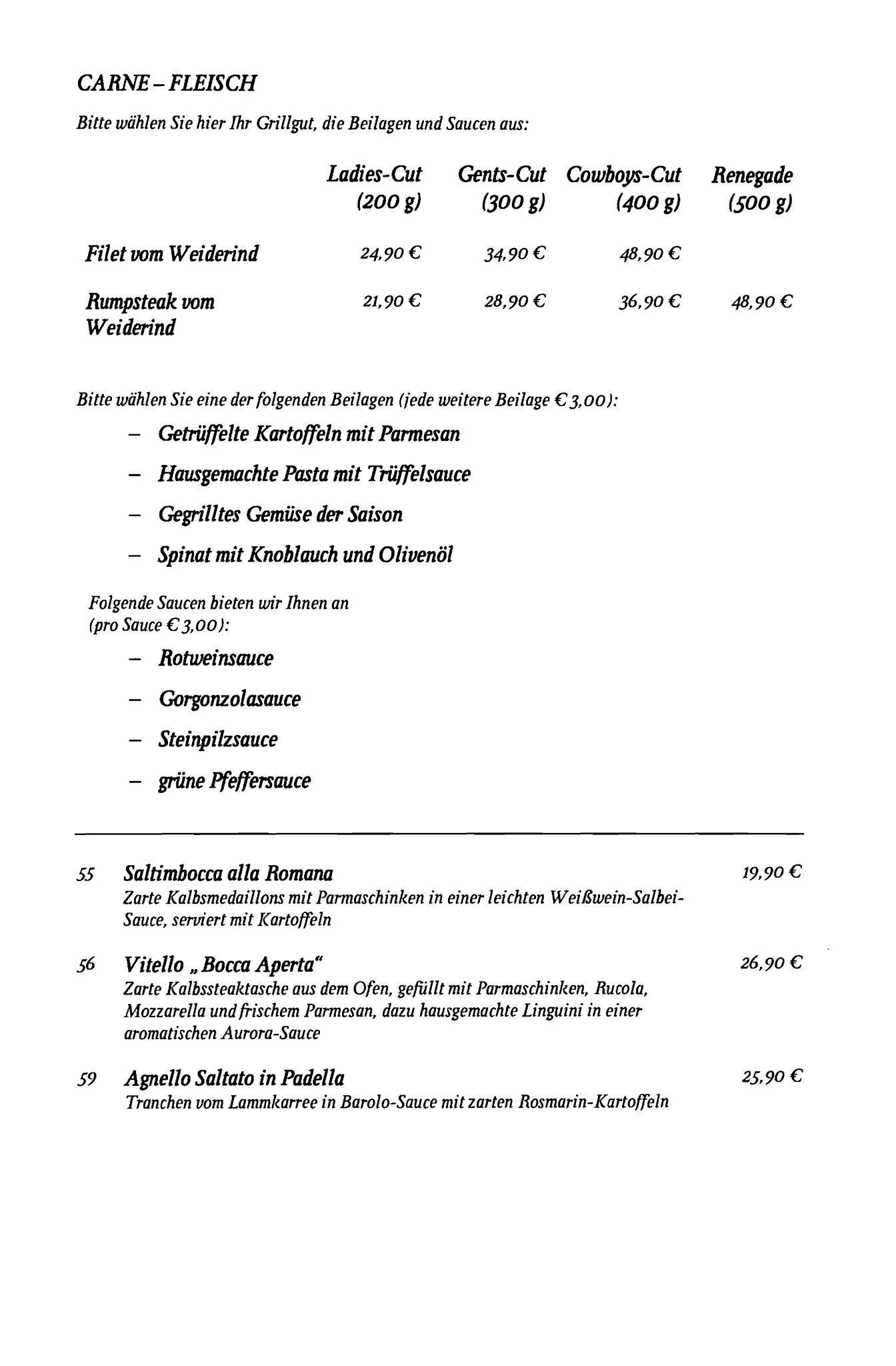 Speisekarte von Restaurant Linguini, Dortmund