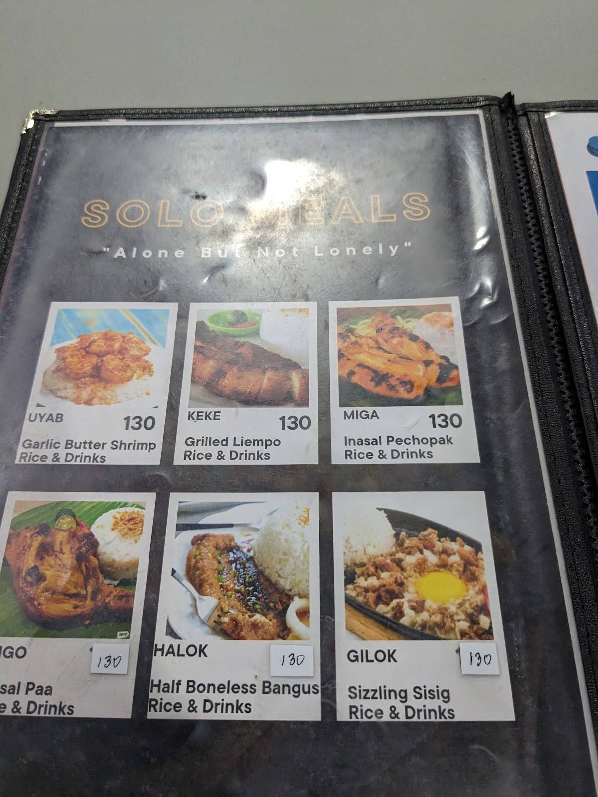 Menu at Dumaguete Pala-Pala Seafood House restaurant, Dumaguete
