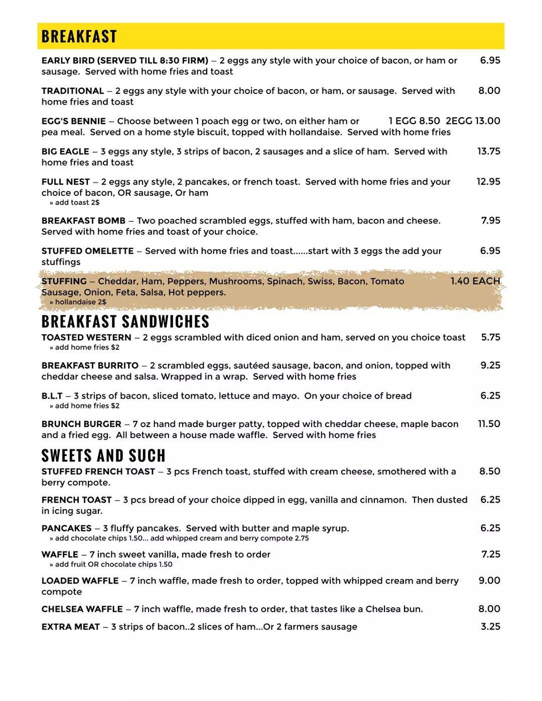 Menu at Eagles Nest Restaurant, Bancroft