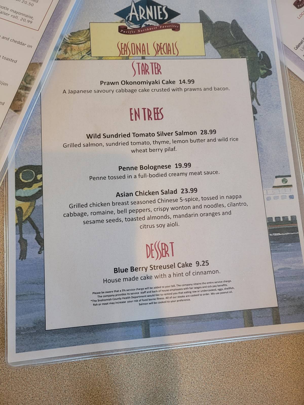 Menu at Arnies Restaurant Edmonds, Edmonds