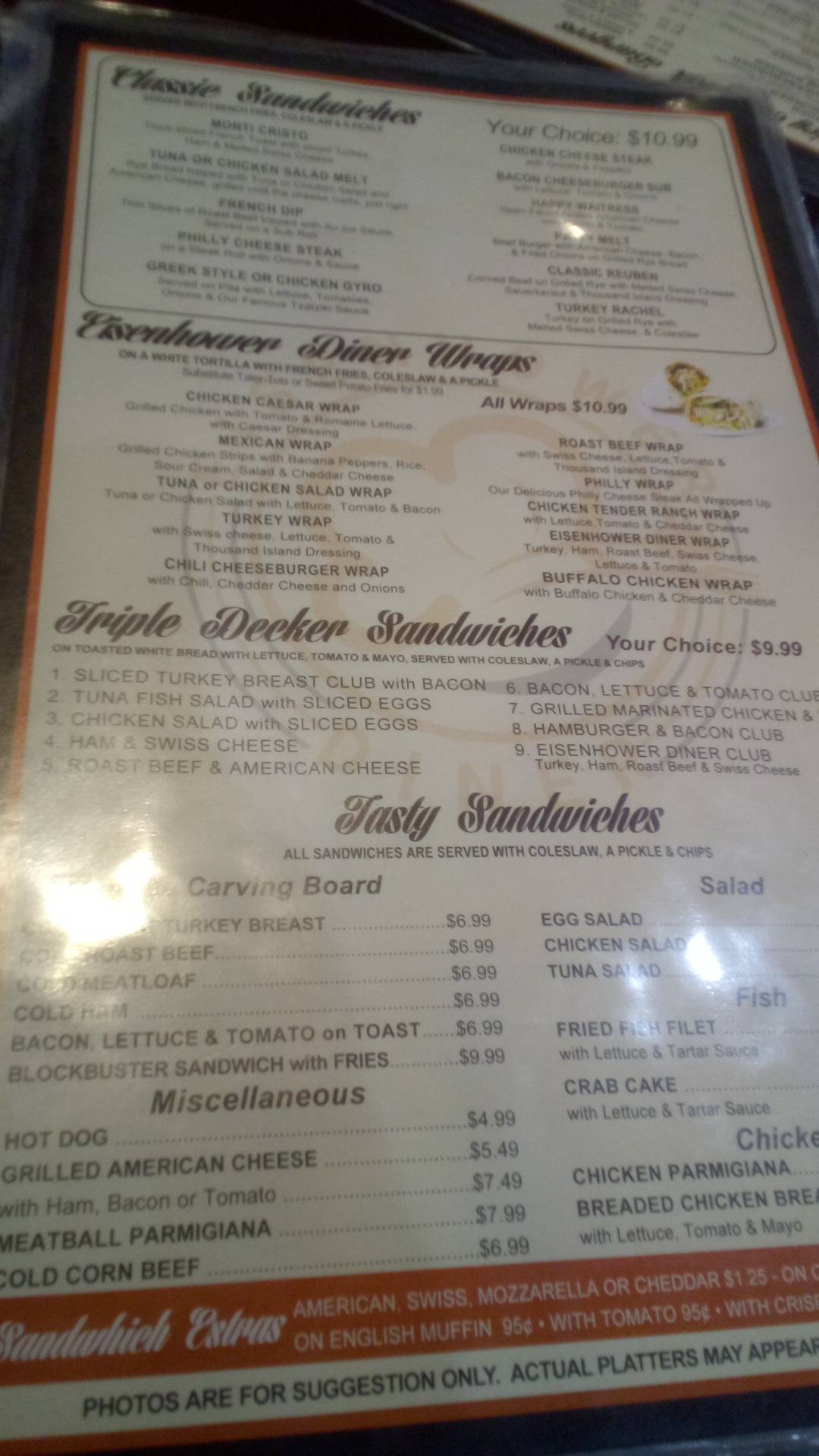 Menu at Eisenhower Diner restaurant, Hanover
