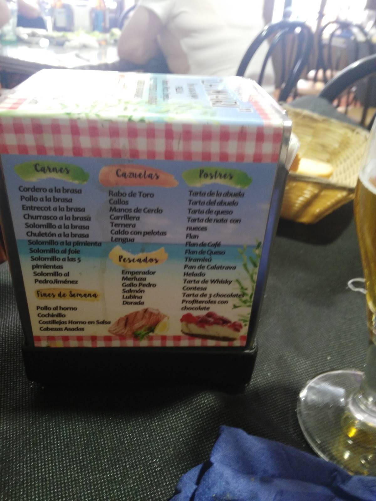 Carta de El Bar de la Mari, Archena