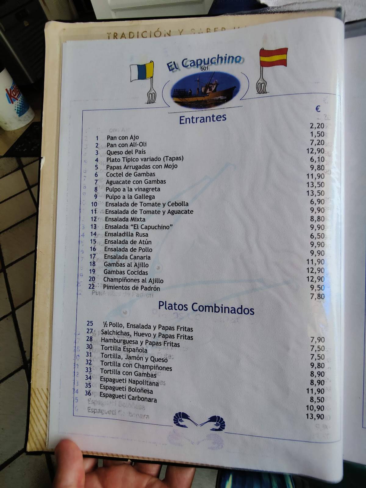 Carta de El Capuchino 501 Bar Restaurante, Lomo Quiebre