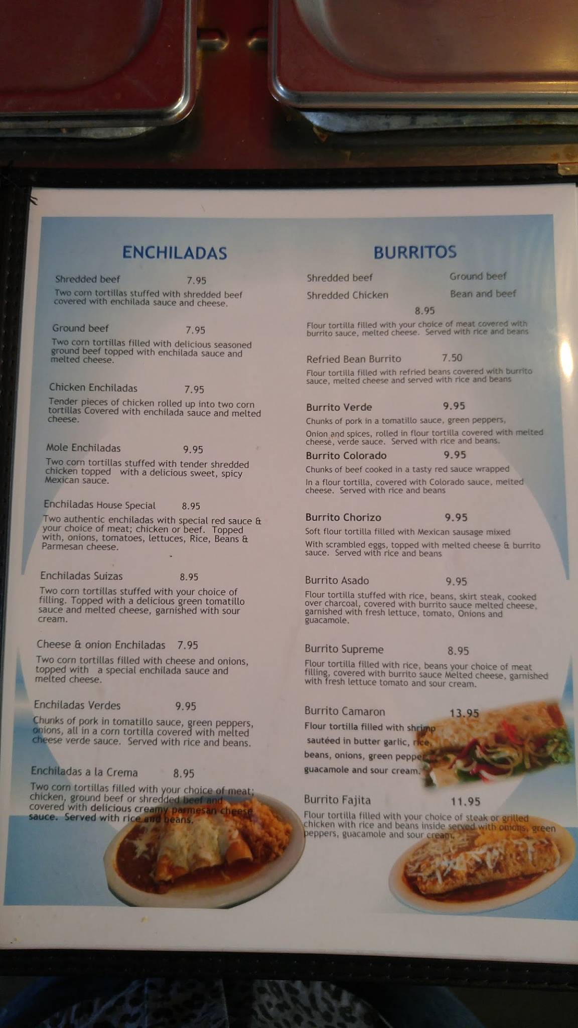 Menu at El Dorado restaurant, Roseburg